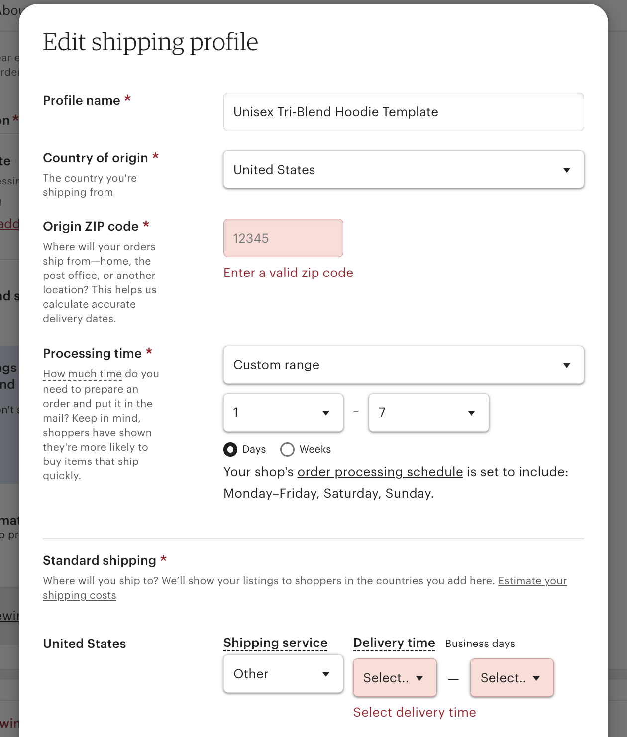 Why am I seeing a shipping profile error in Etsy? – Printful